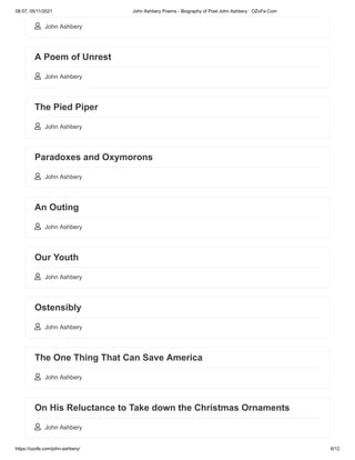 John Ashbery Poems - Biography of Poet John Ashbery · OZoFe.Com ...