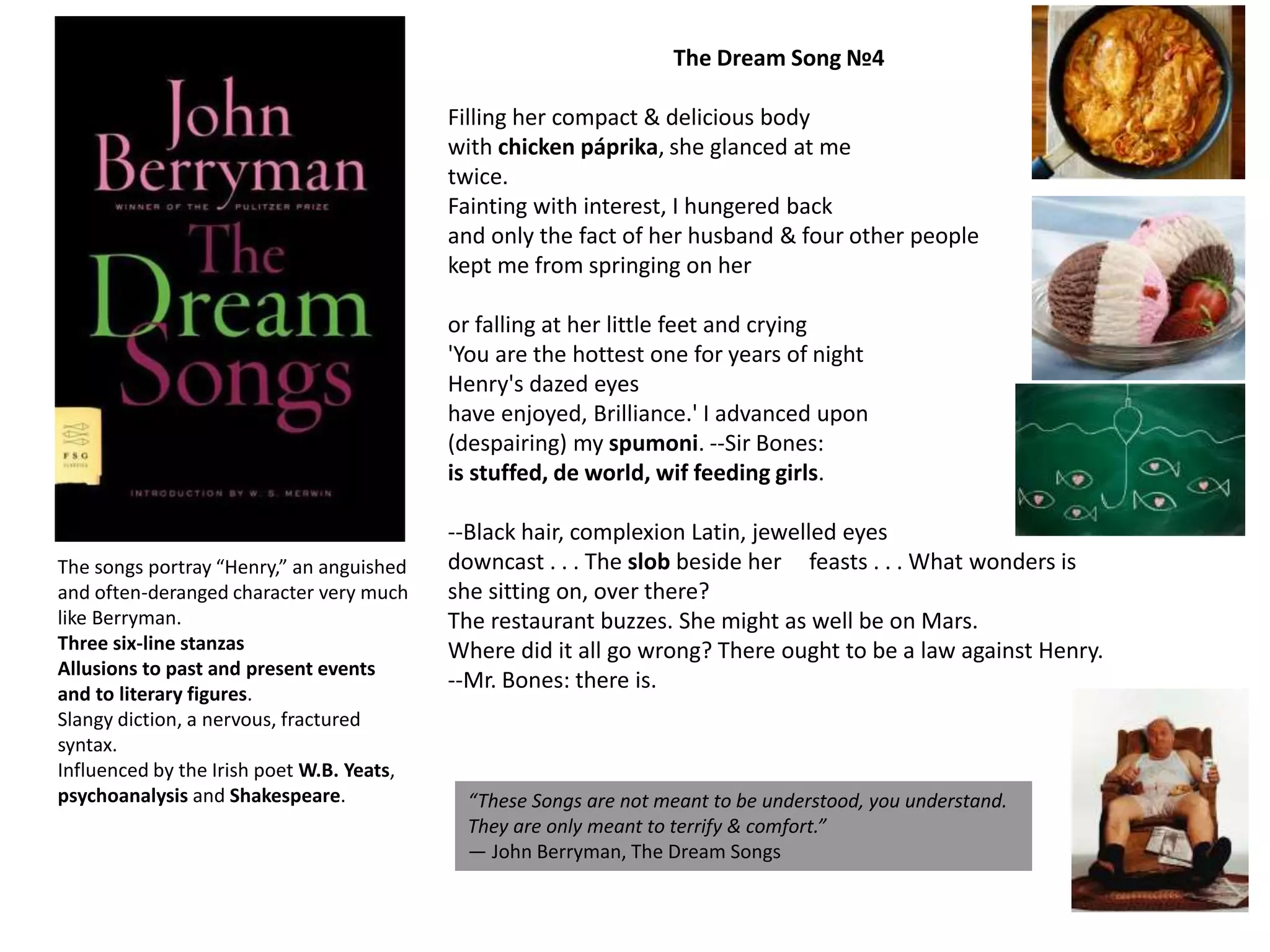 John Berryman, poetry, the dream songs, American author, analysys. | PPTX
