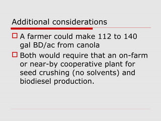 Using manure to reduce the cost of growing canola as a biodiesel ...