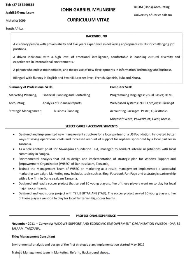 John cv may 12 2012 | PDF