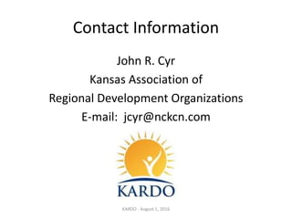Kansas Association of Regional Development Organizations: Advancing the ...