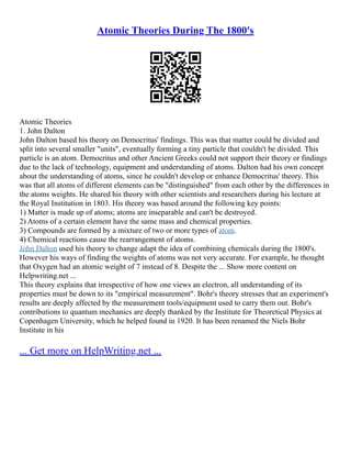 John Dalton Research Paper | PDF