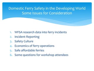 Domestic Ferry Safety in the Developing World | PDF