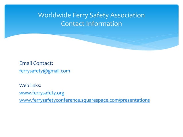 Domestic Ferry Safety in the Developing World | PPT