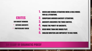 An Essay of Dramatic Poesy -John dryden | PPTX