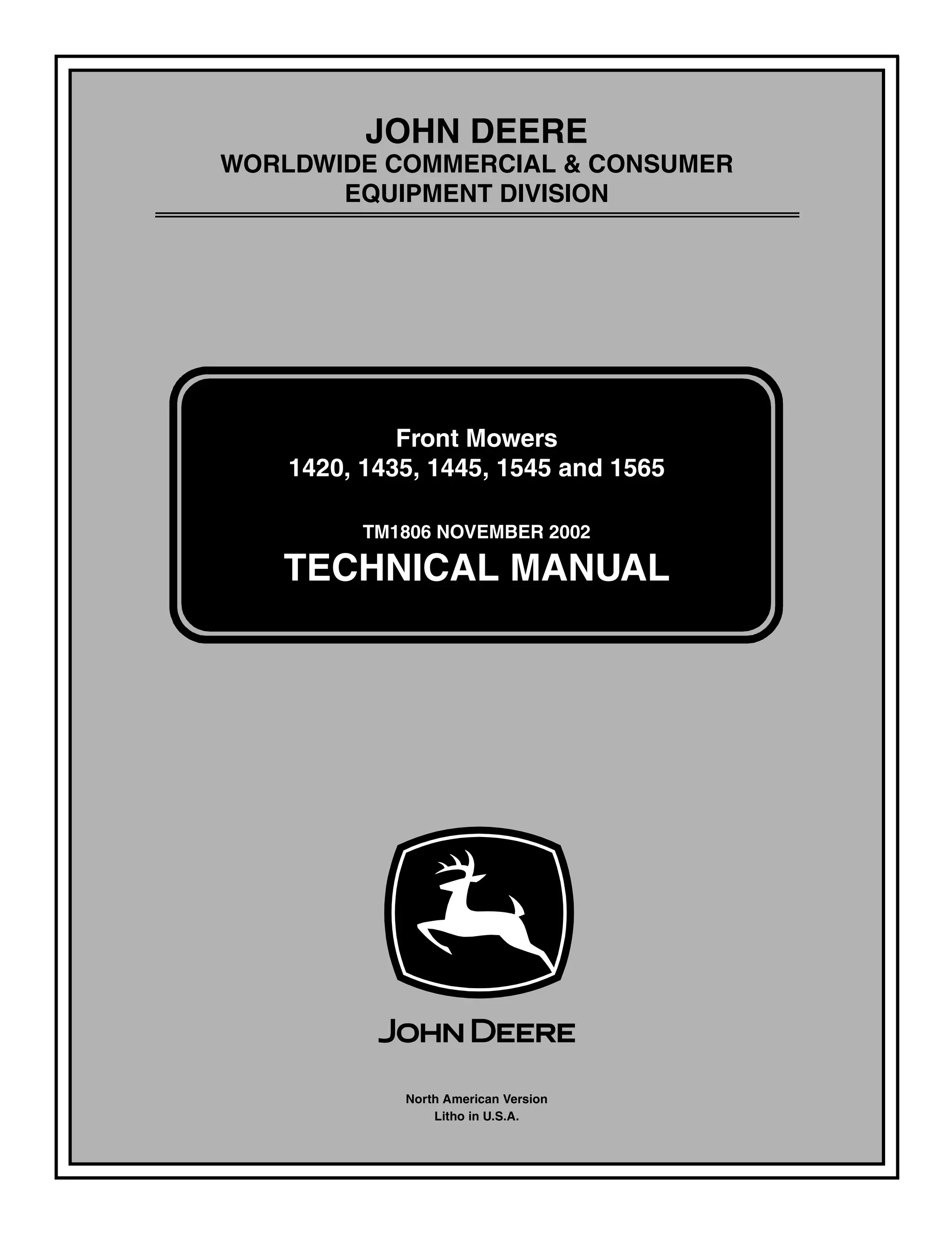 John deere 1565 front mower service repair manual | PDF