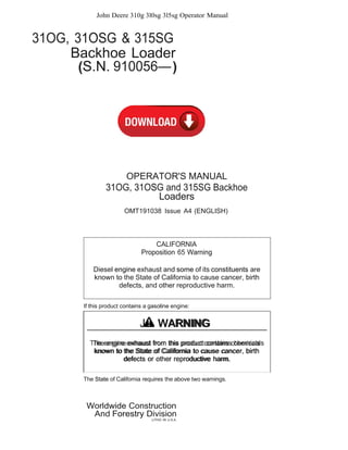 John Deere 310g Operator service Manual pdf | PDF