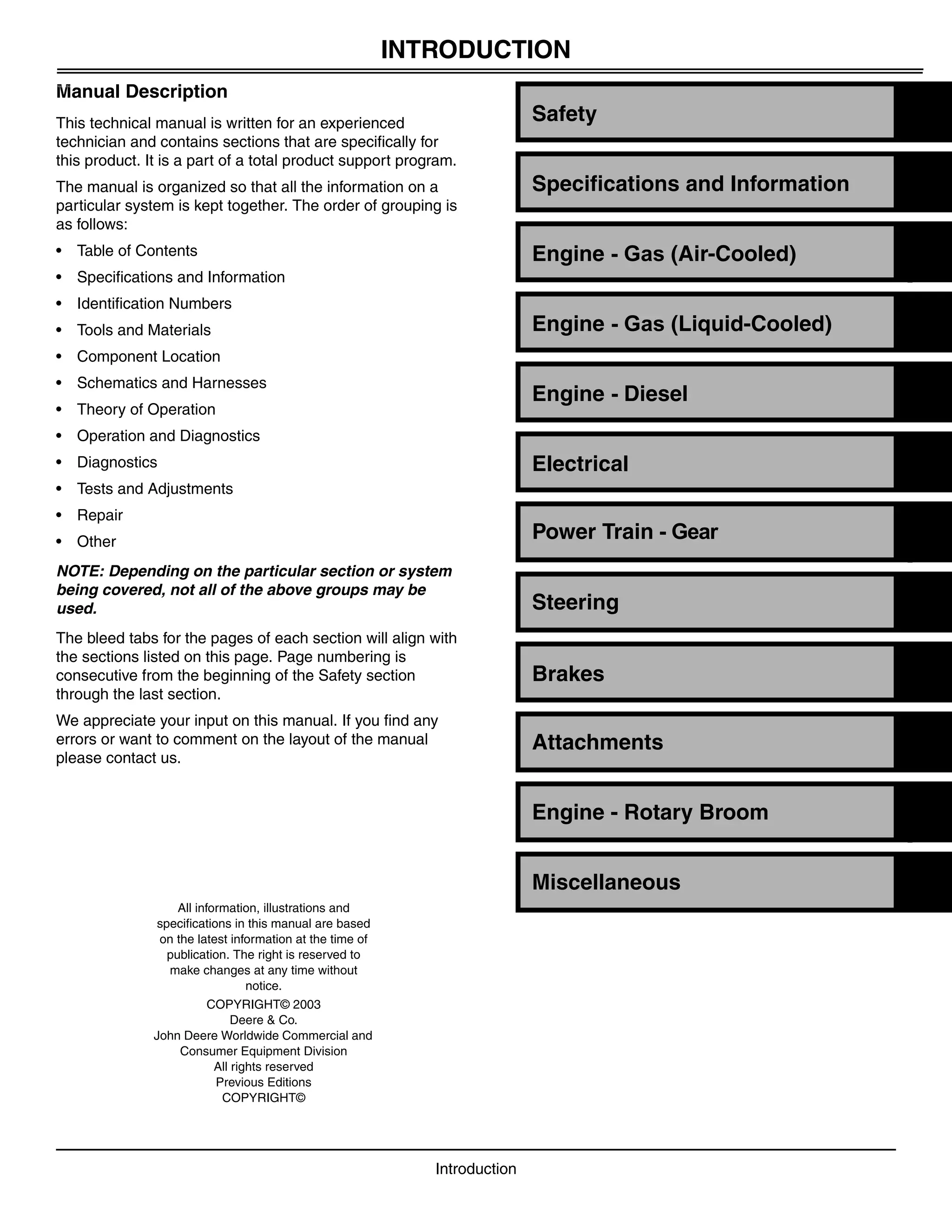John deere 4x2 and 4x6 gator utility vehicle service repair manual ...