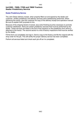 John Deere 7800 Tractors Service Manual TM1500 | PDF