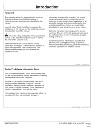 John Deere 8130, 8230, 8330, 8430 and 8530 Service Manual | PDF