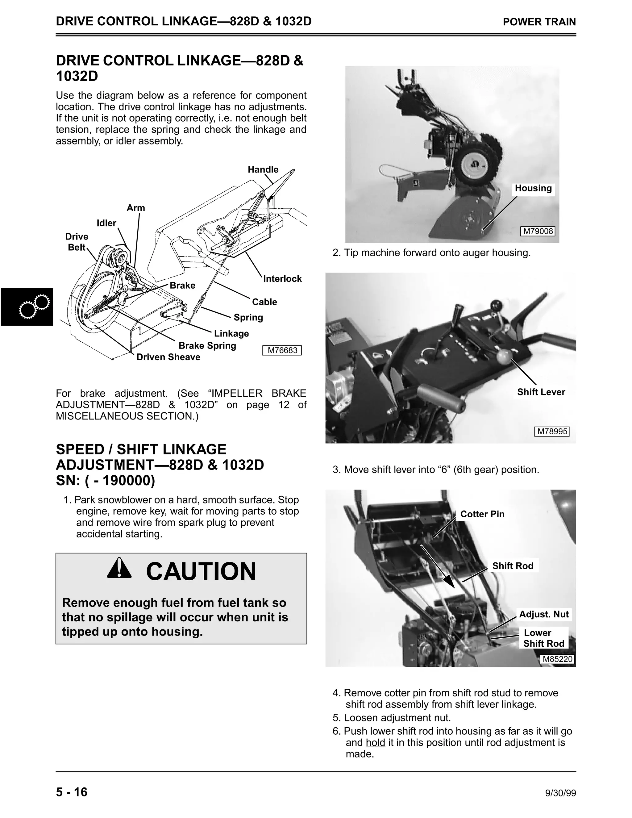 John deere 828 d walk behind snowblowers service repair manual (tm1612 ...