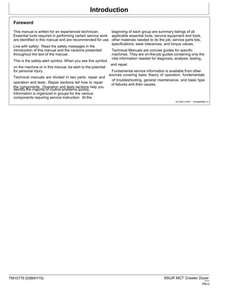 John Deere 850jr Crawler Dozer Mct Operation And Test Technical Manual ...