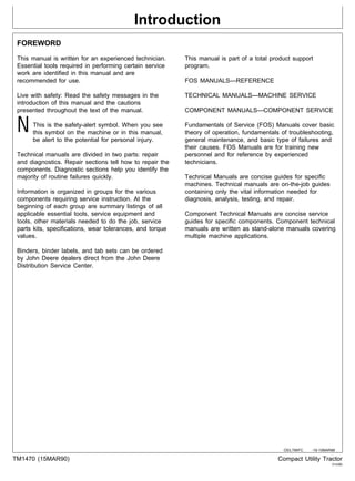 John deere 870 compact utility tractor service repair manual | PDF