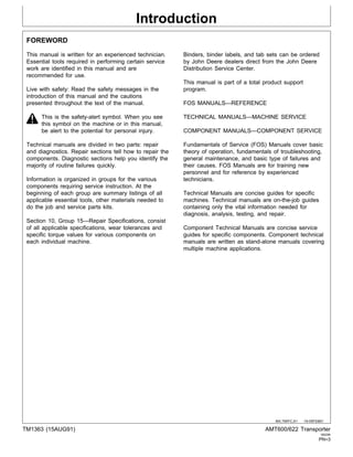 John deere amt626 all material transporters service repair manual | PDF