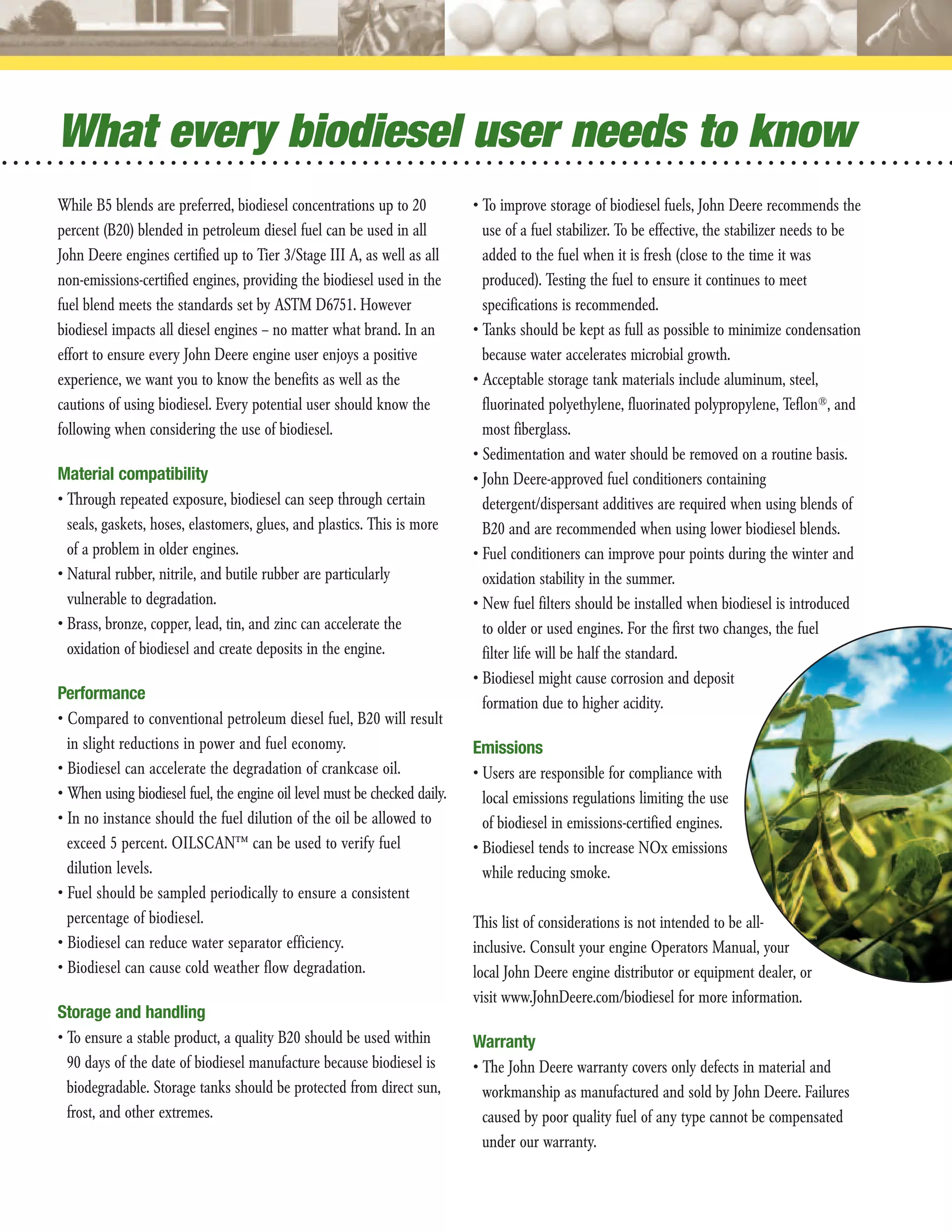 John deere biodiesel brochure | PDF