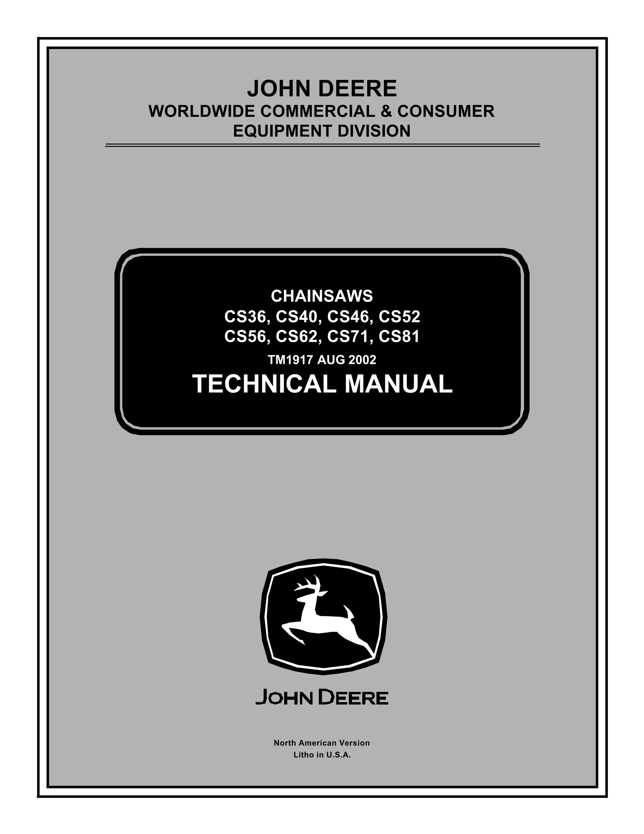 John deere chainsaws cs56 service repair manual | PDF