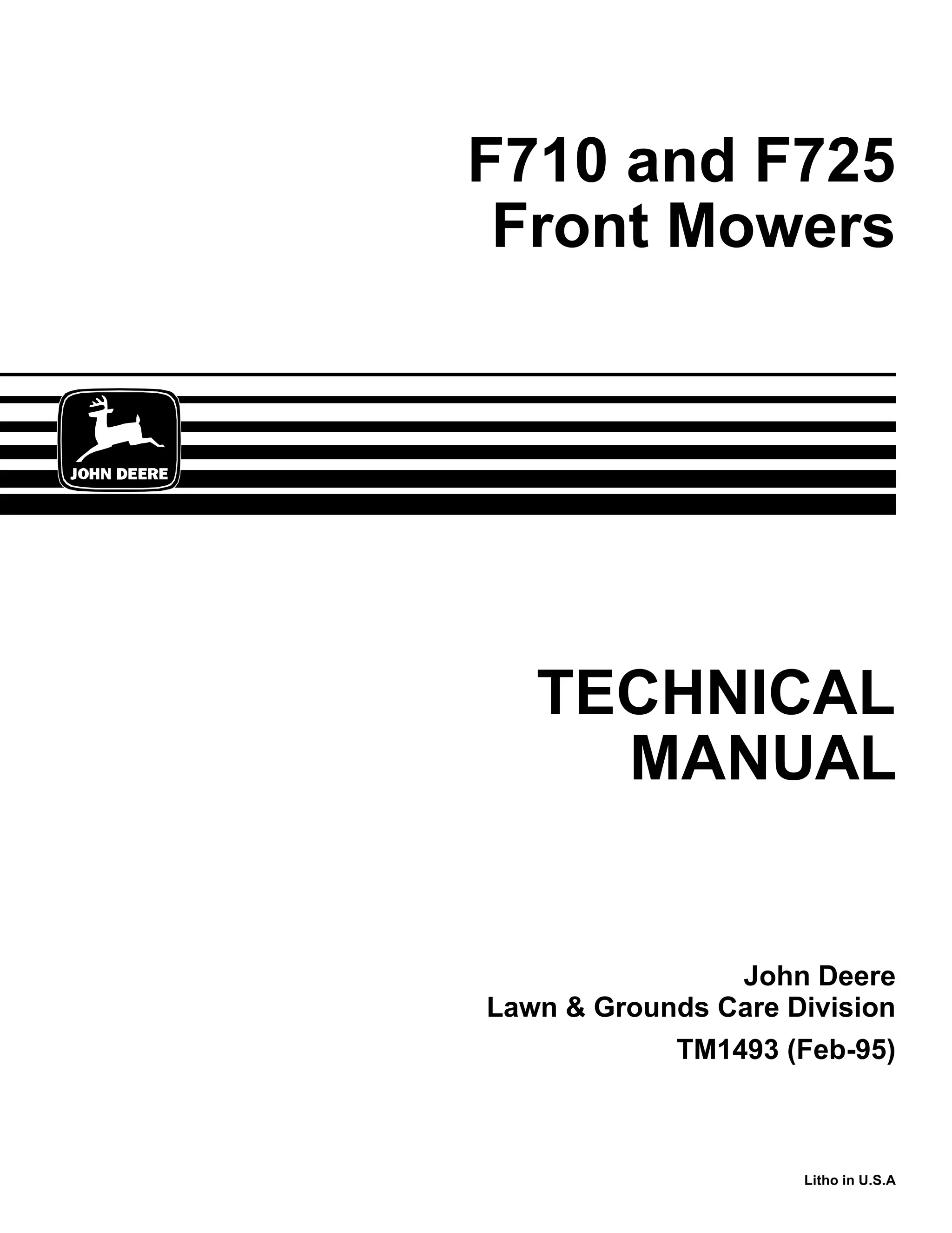 JOHN DEERE F725 FRONT MOWER Service Repair Manual Instant Download ...