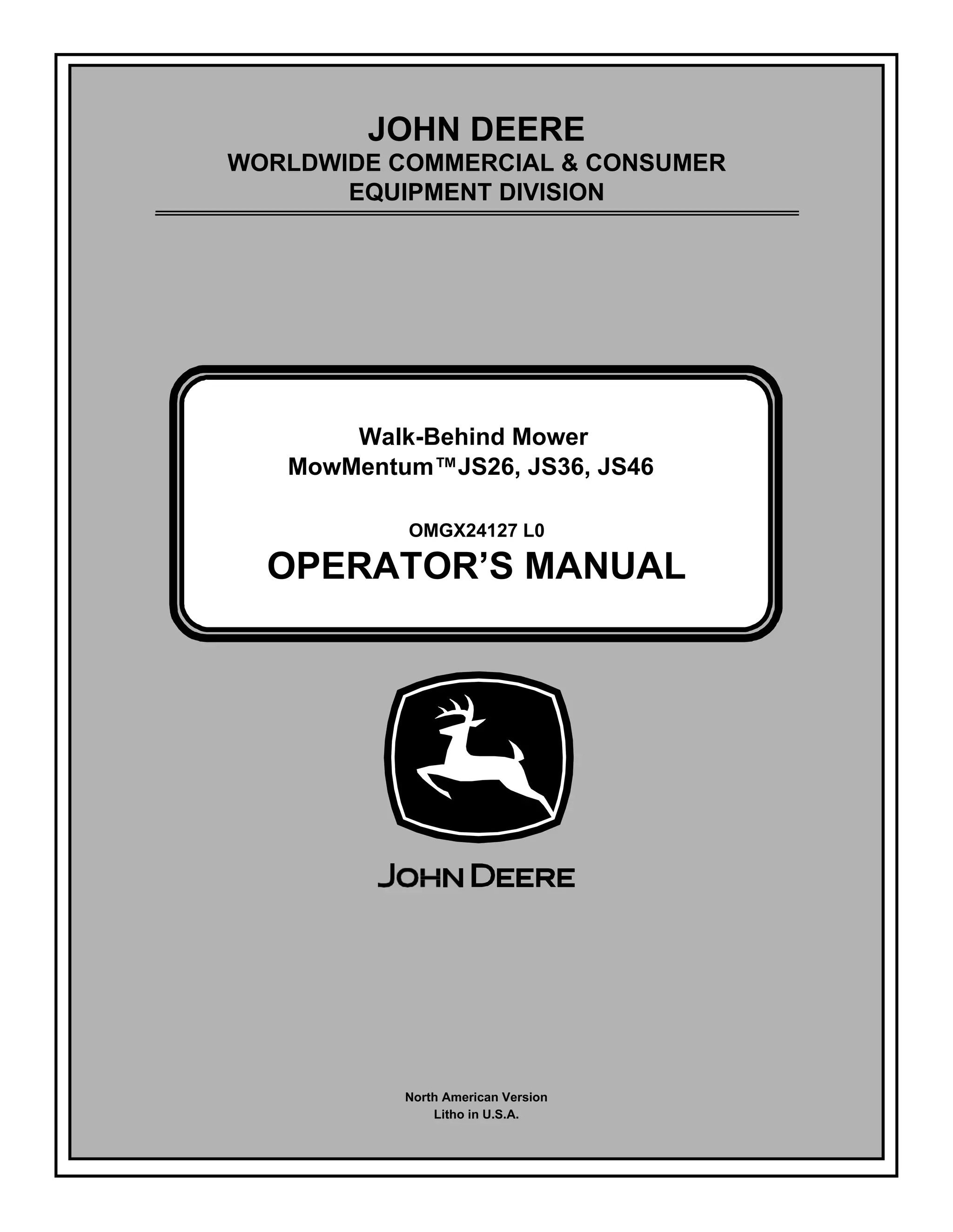 John deere js38, js46, js48, jm26, jm36, jm46 rotary operator manual | PDF