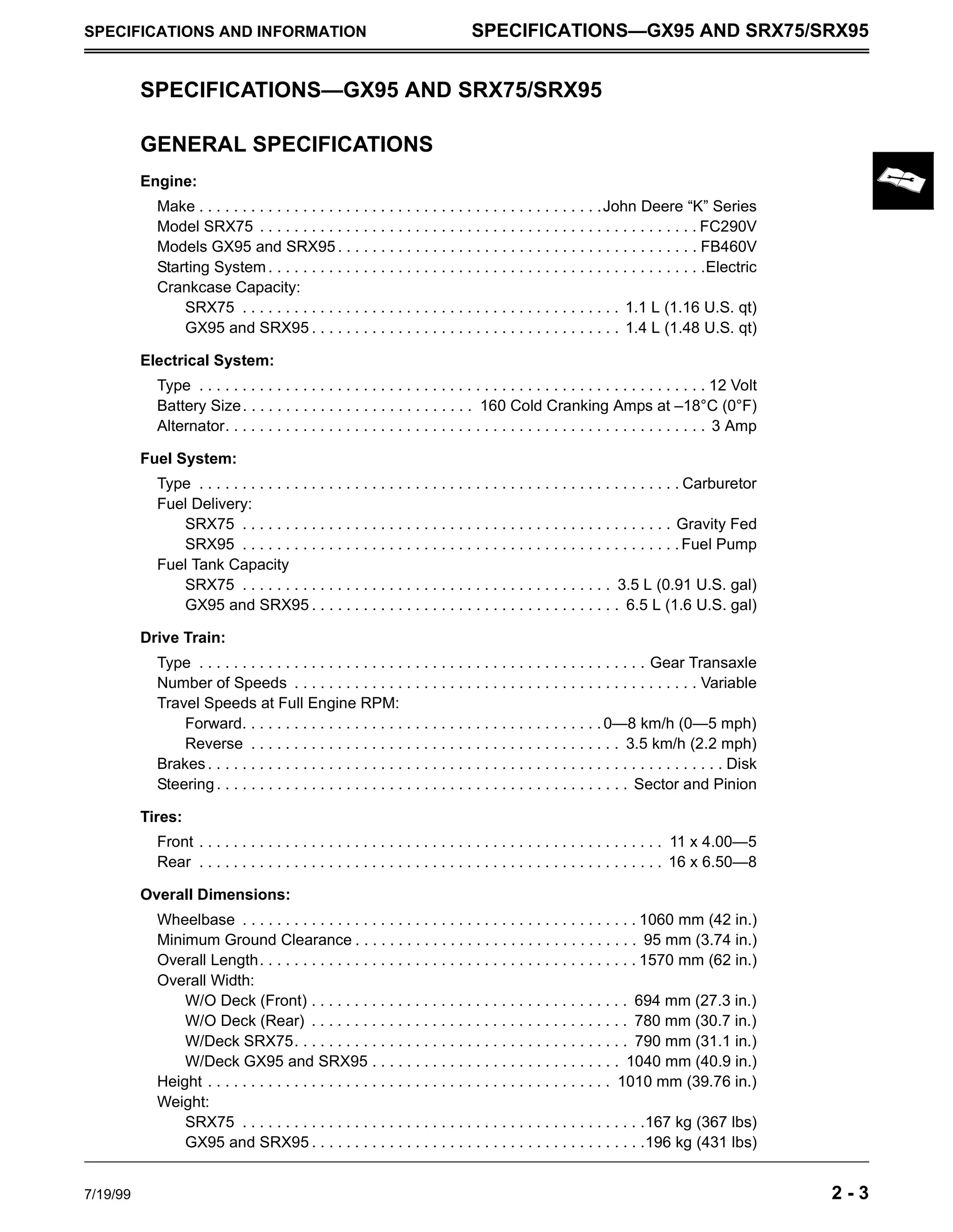 John deere srx75 riding mower service repair manual | PDF