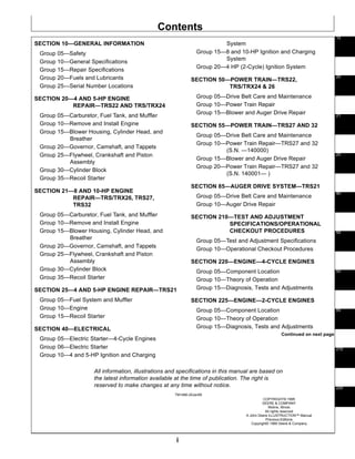 John deere trs22 walk behind snowthrowers & snowblowers service repair manual (tm1466) | PDF