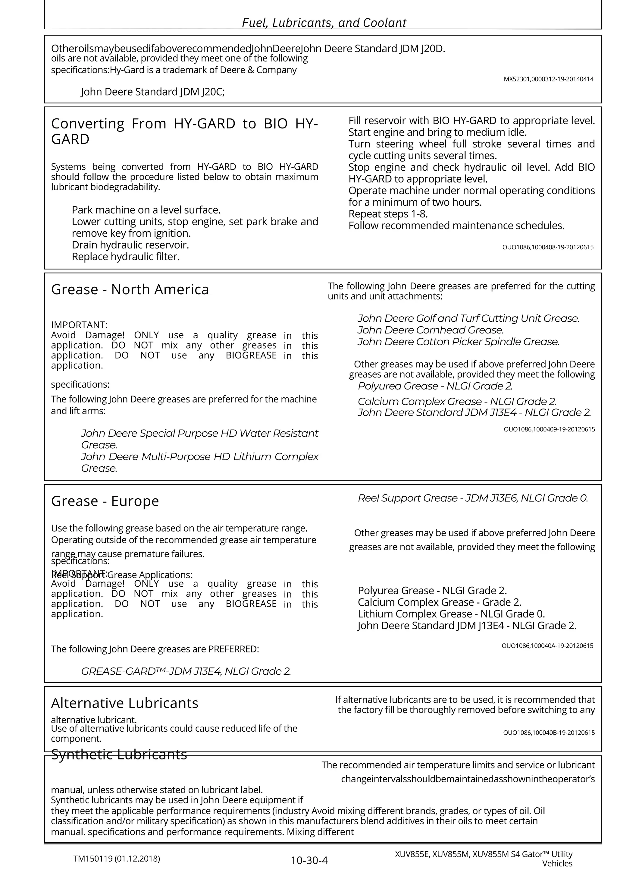John Deere XUV855E, XUV855M, XUV855M S4 Vehicle Technical Manual ...