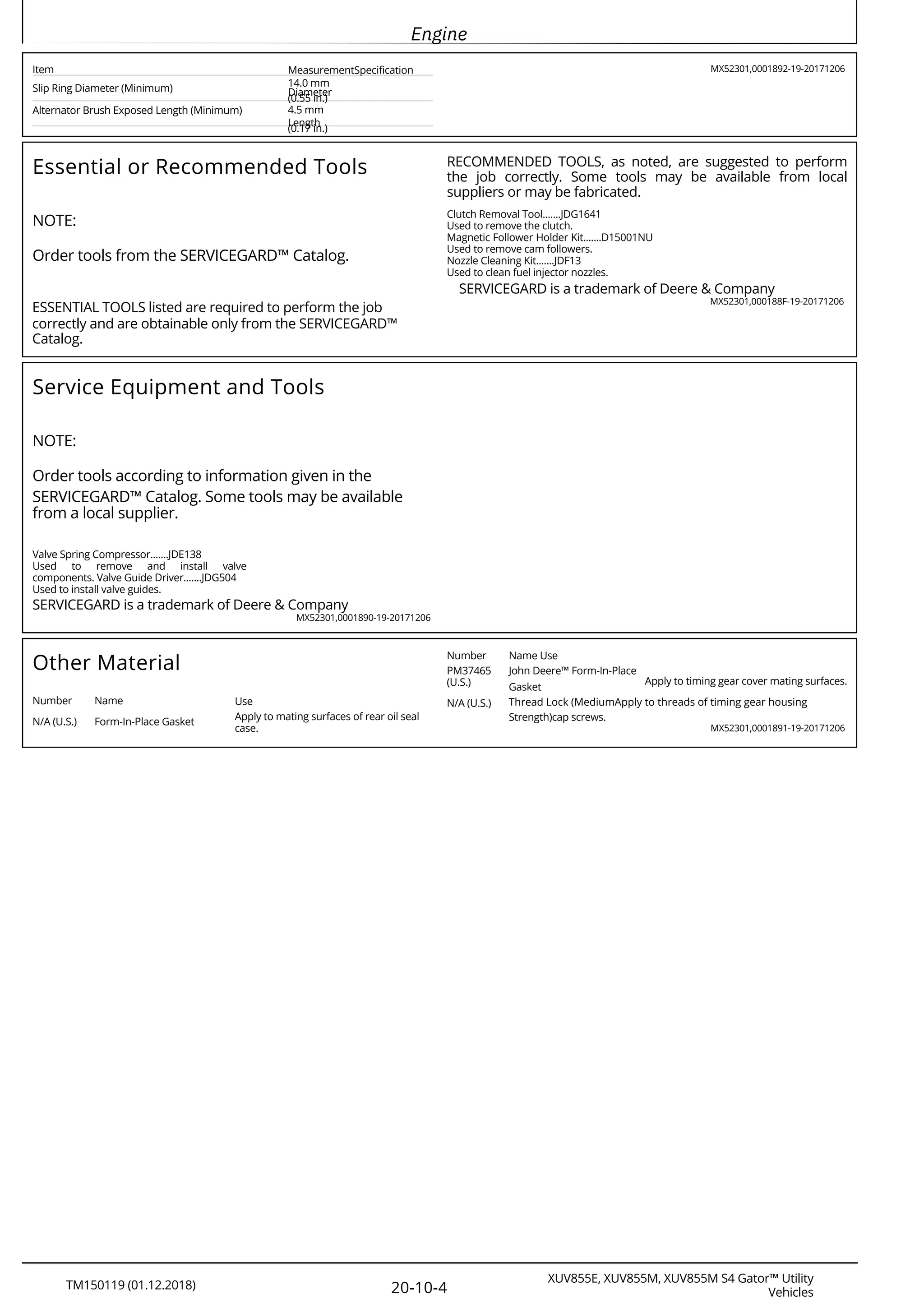 John Deere XUV855E, XUV855M, XUV855M S4 Vehicle Technical Manual ...