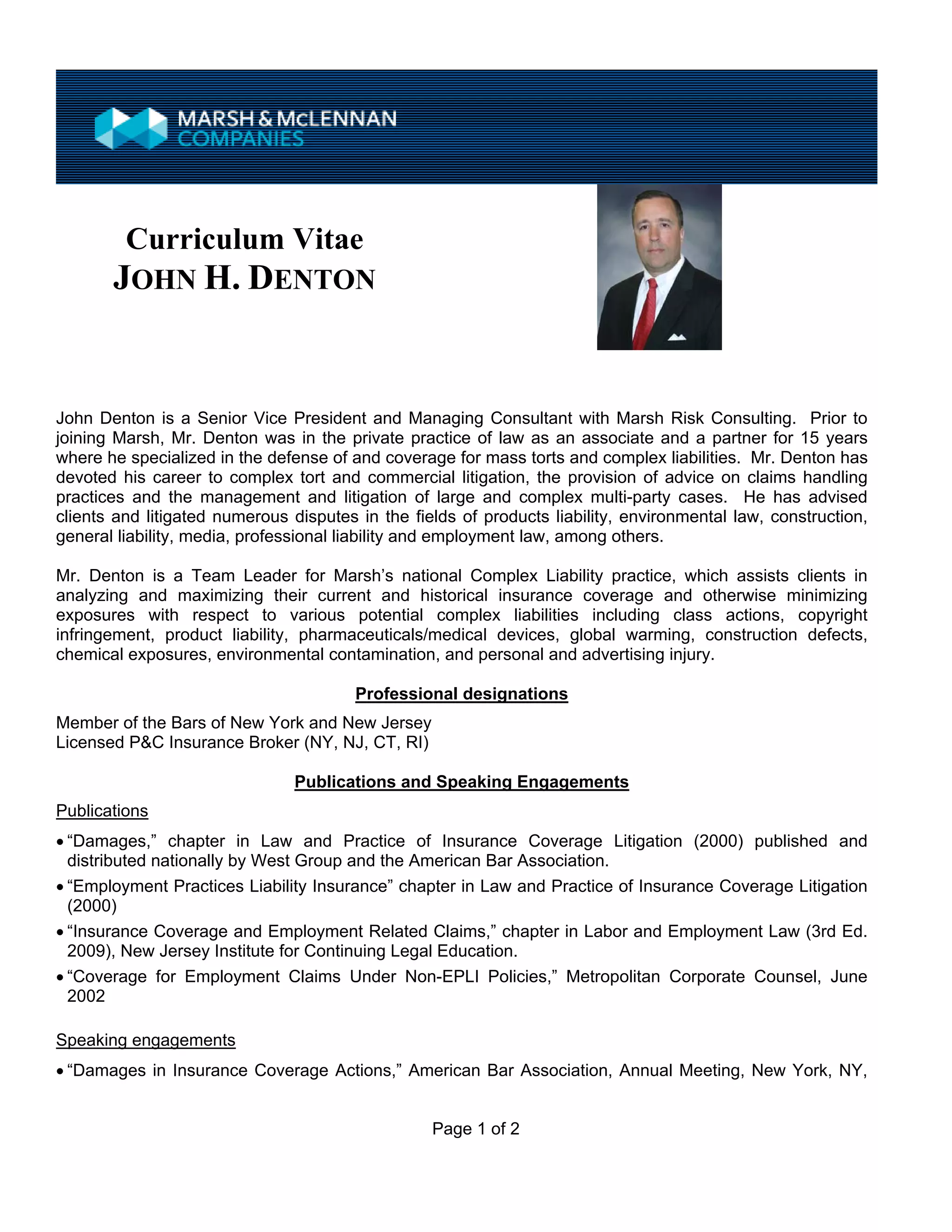 John Denton Curriculum Vitae | PDF