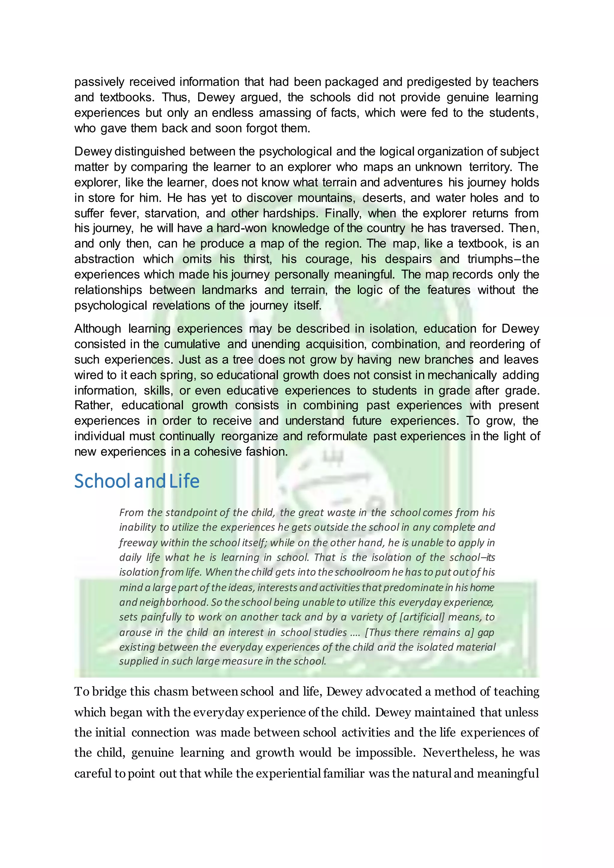 John dewey as a reflective practioner | DOCX