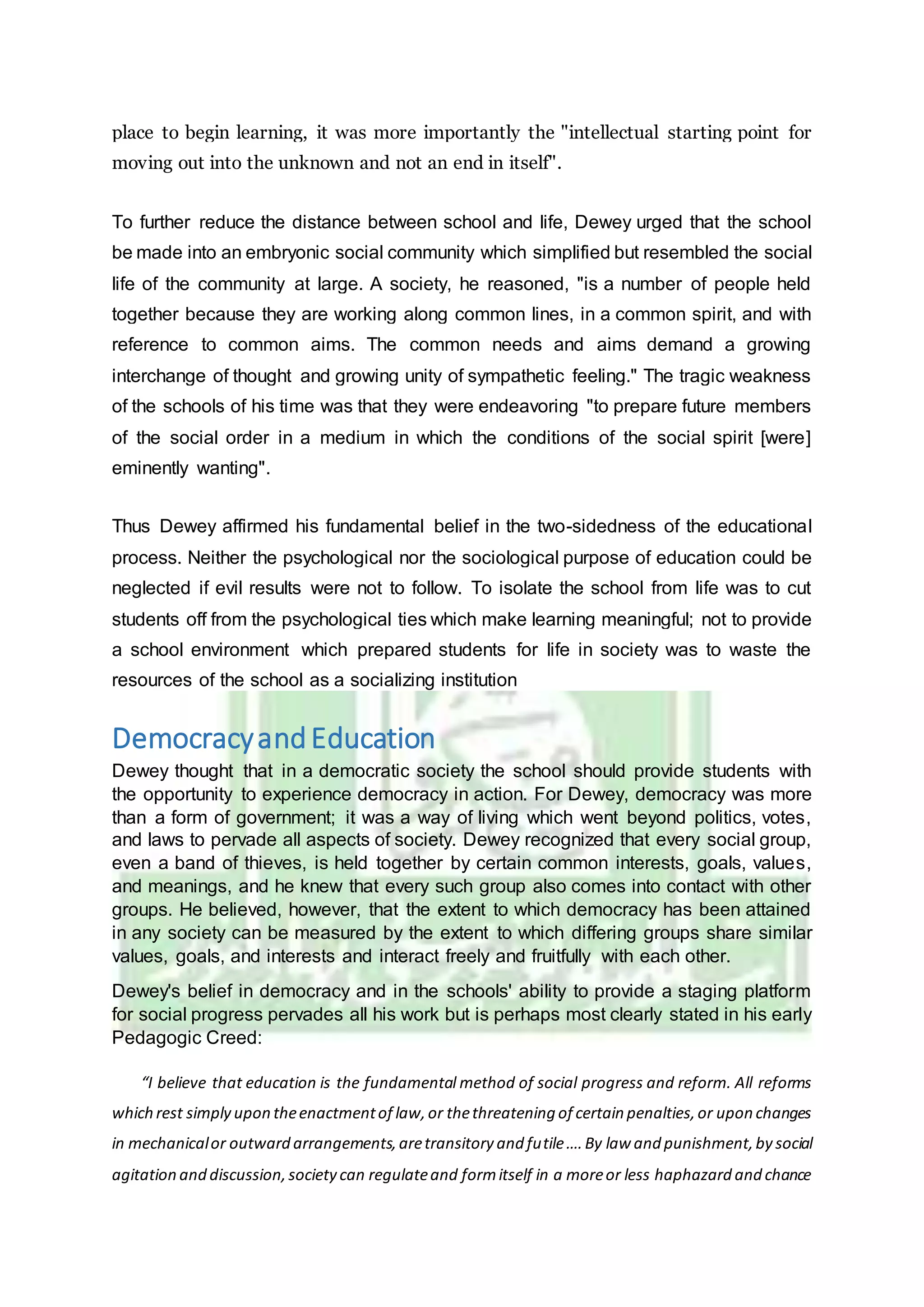 John dewey as a reflective practioner | DOCX