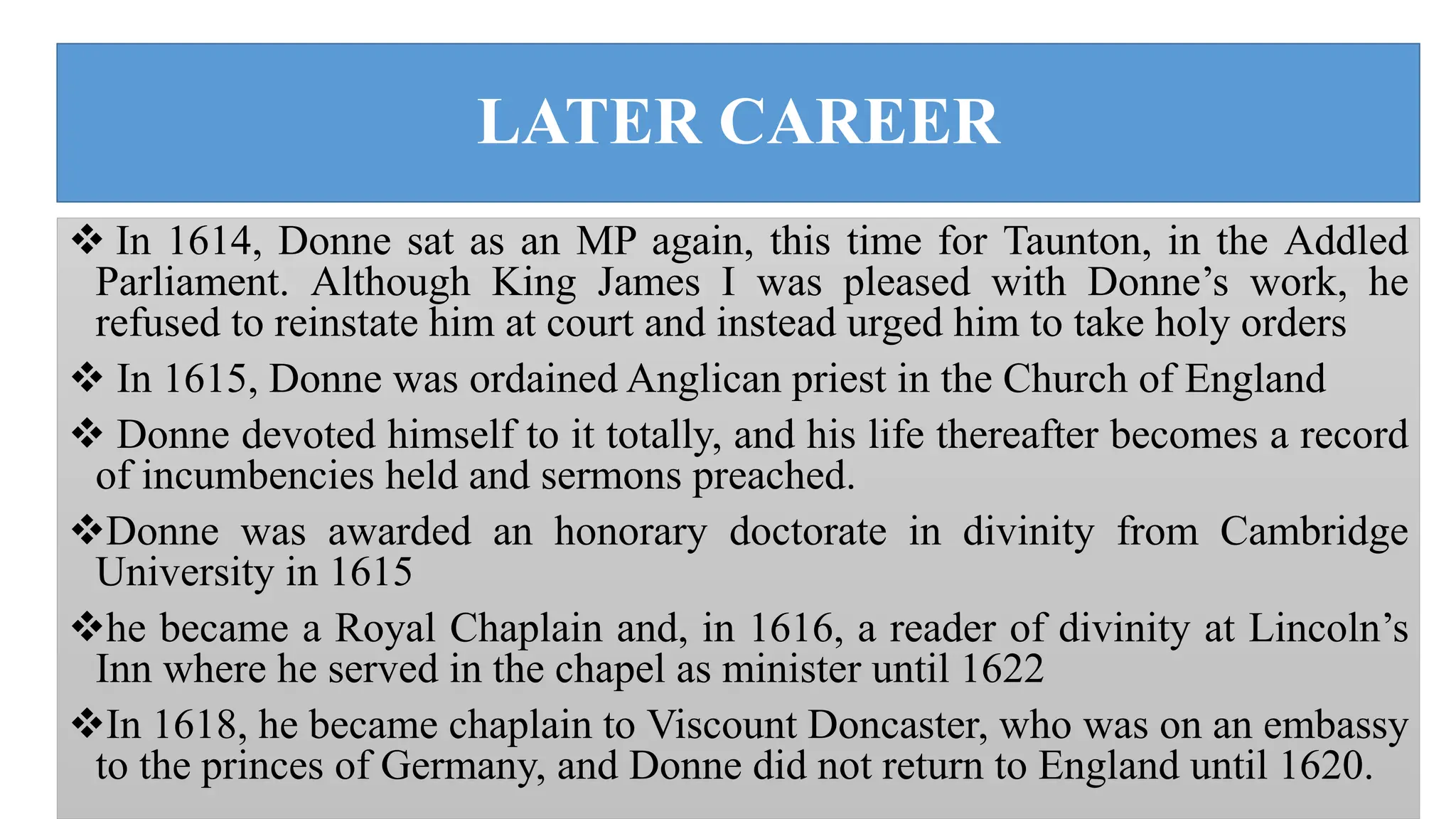 Life and career of a great poet Jhon Donne | PPTX