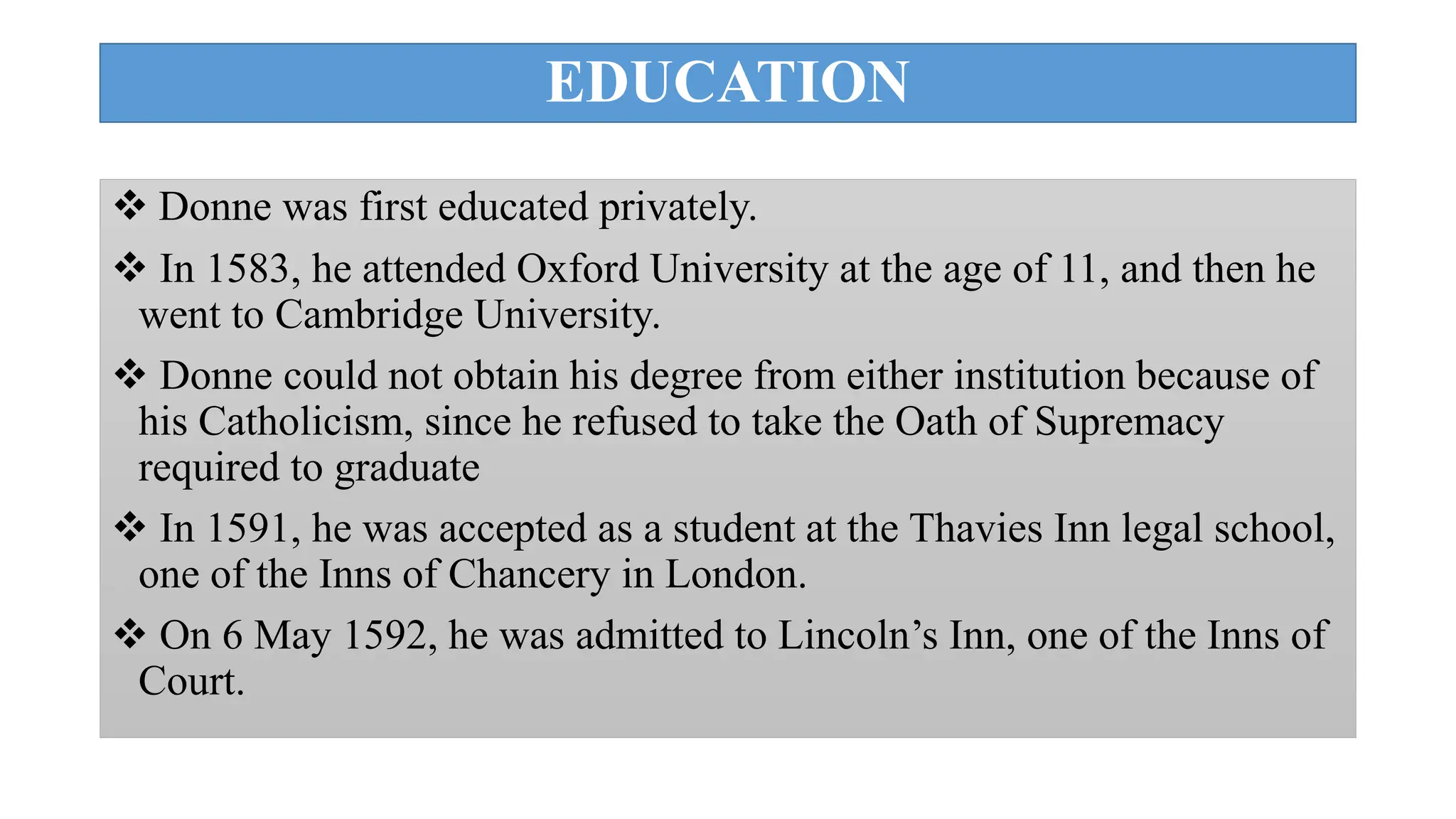 Life and career of a great poet Jhon Donne | PPTX