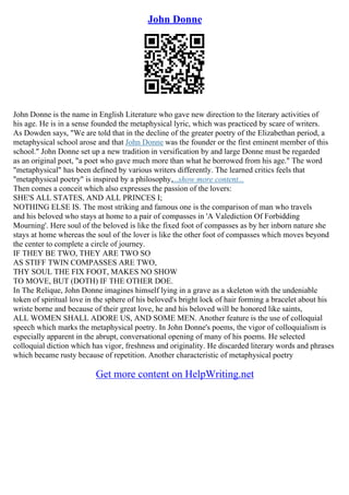 John Donne Essay | PDF