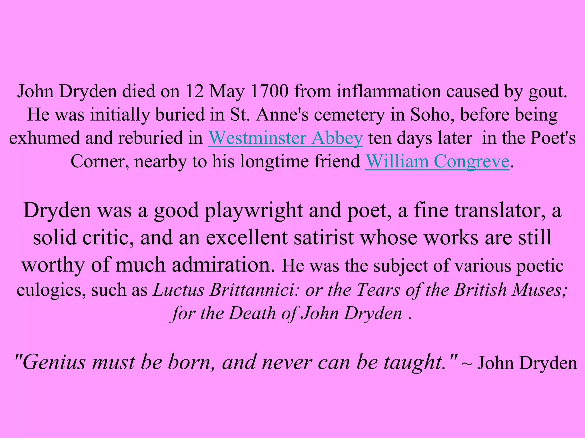 John dryden | PPT | Poetry | Books and Literature