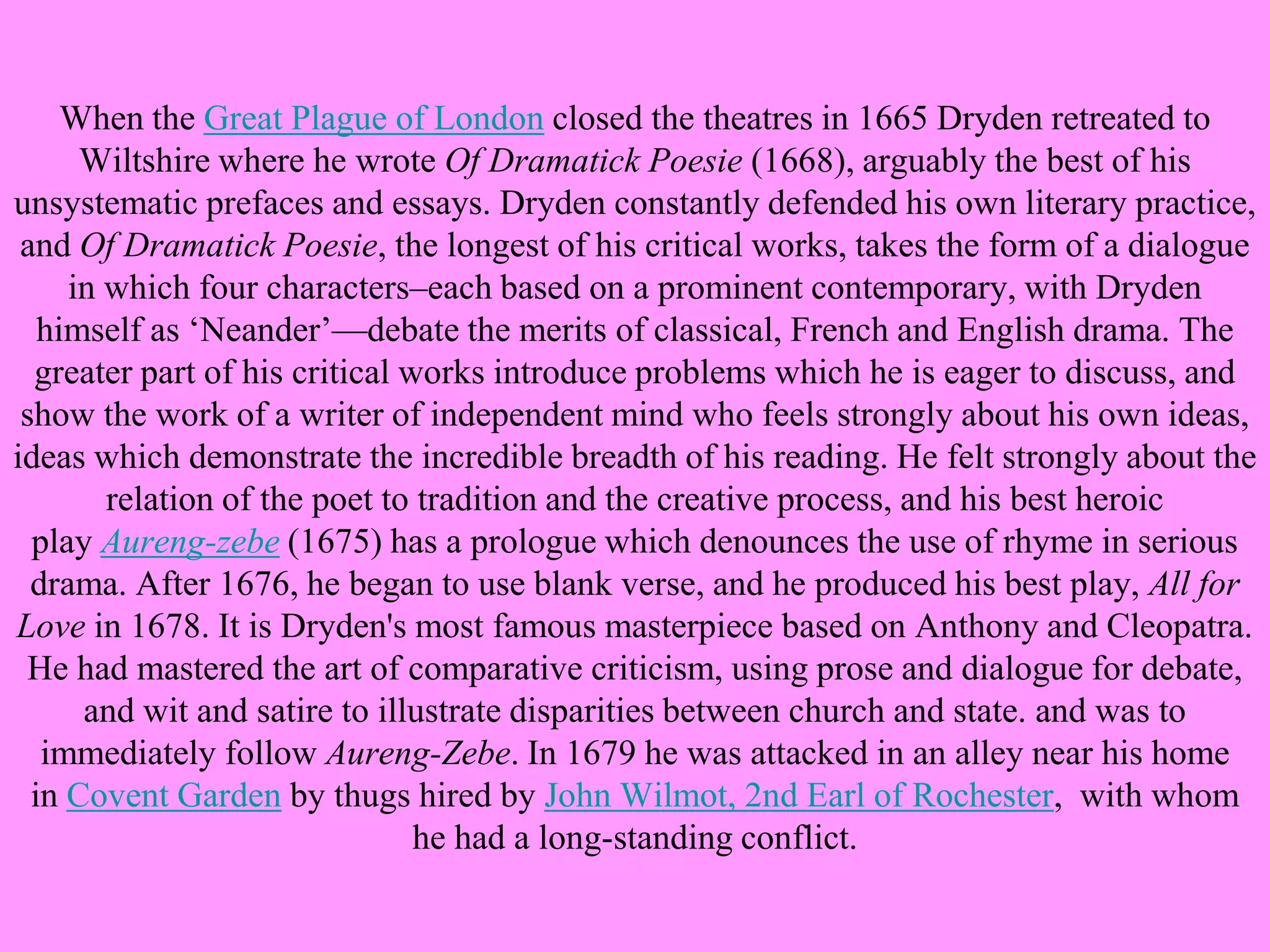 John dryden | PPT | Poetry | Books and Literature