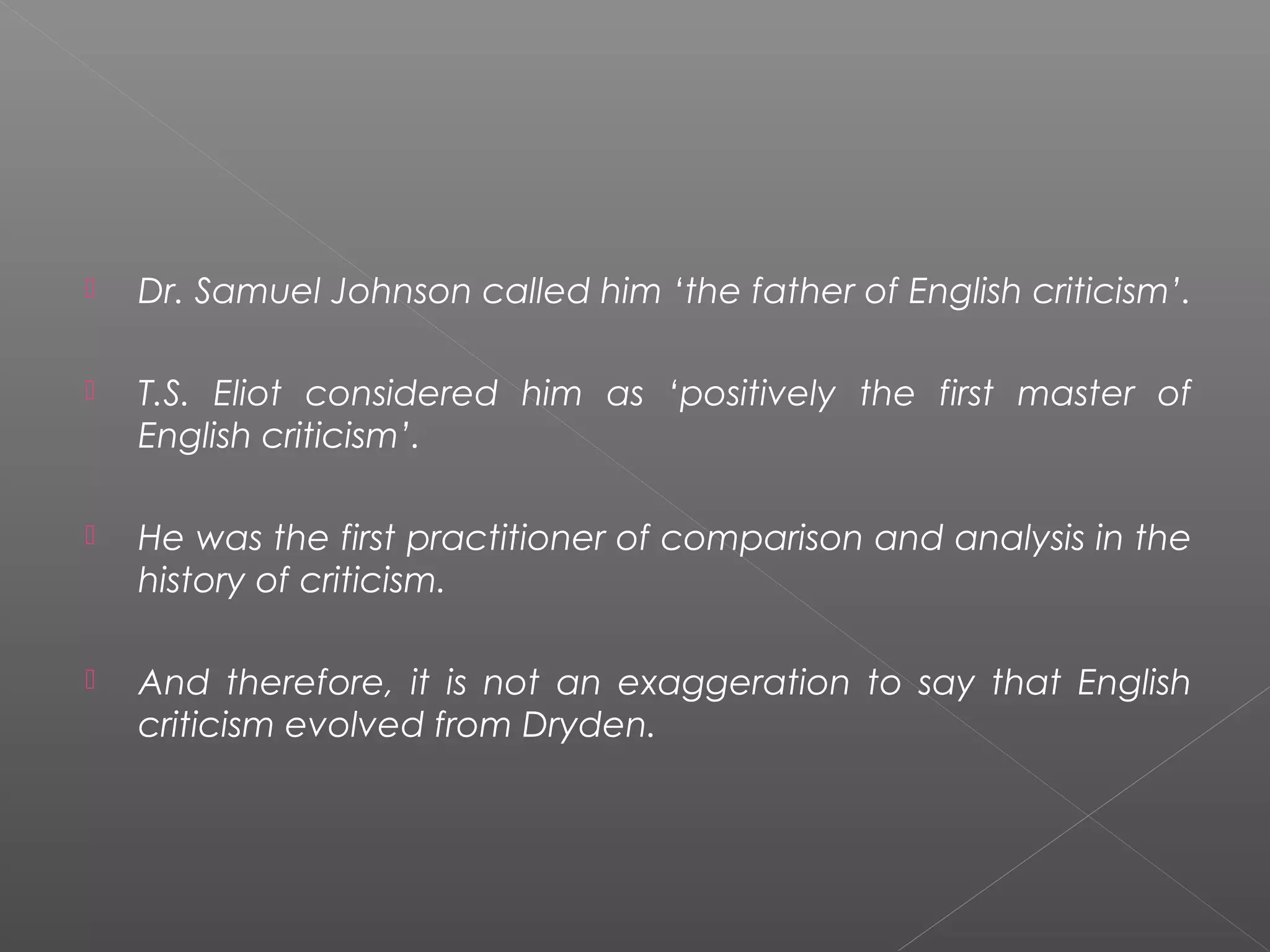 John Dryden as a Critic | PPT
