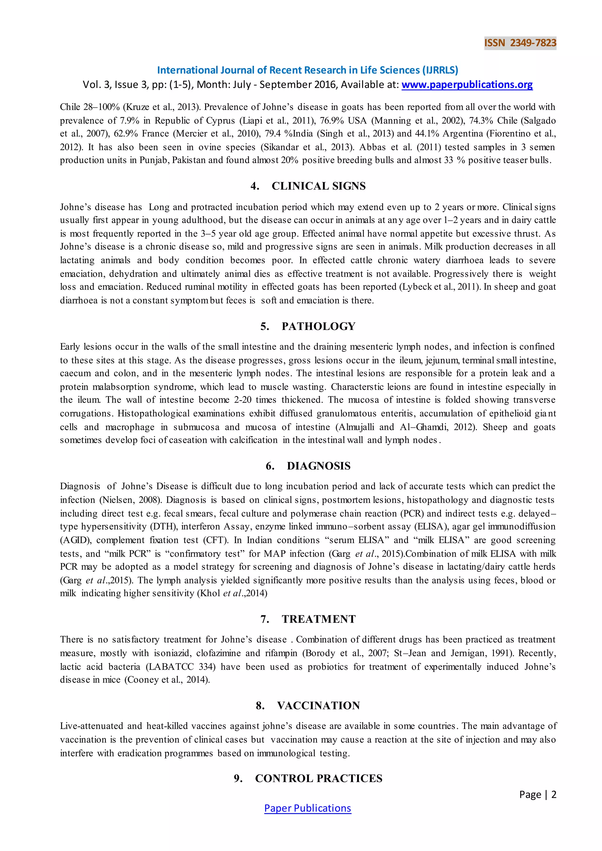 Johne’s Disease: A Review Article | PDF