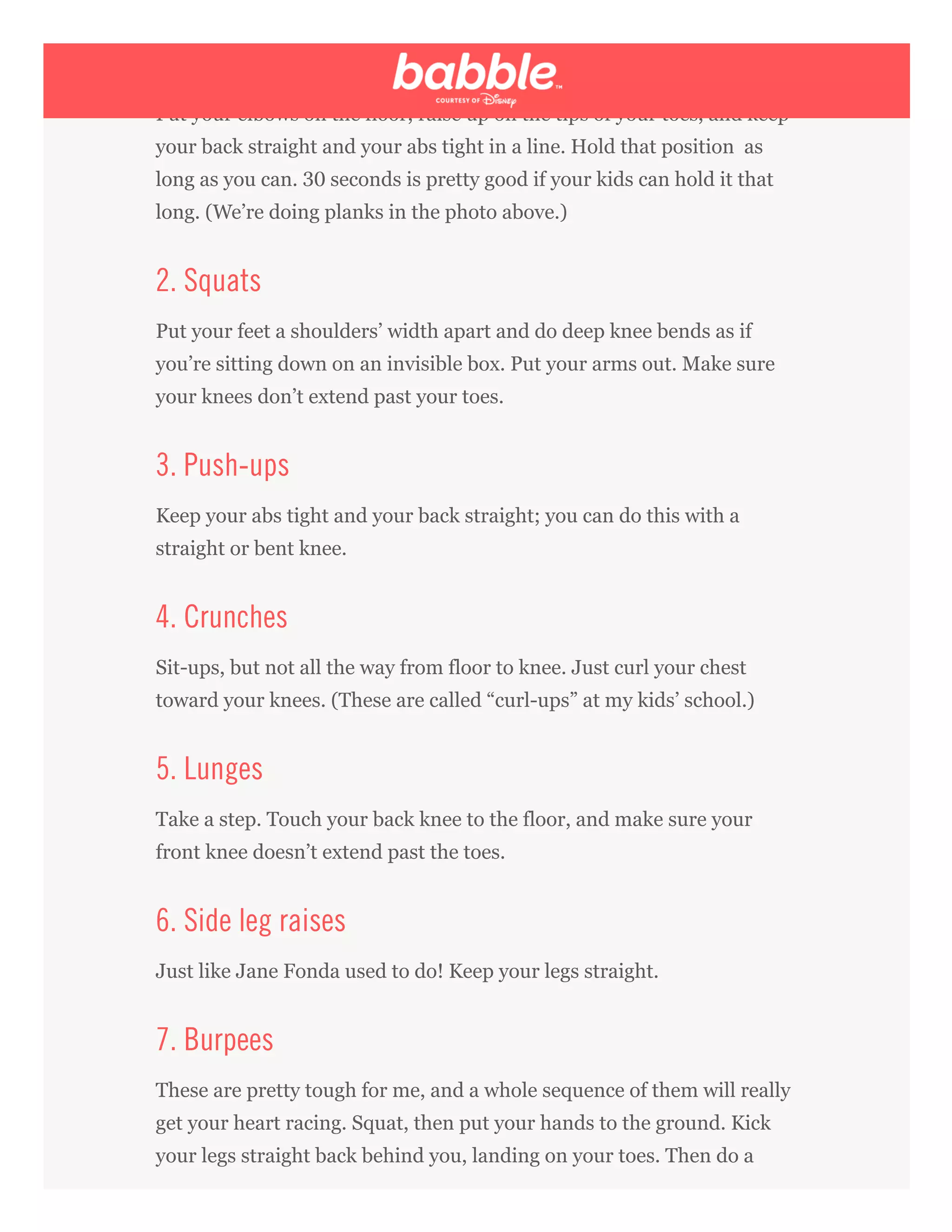 10 EASY EXERCISES YOU CAN ACTUALLY DO WITH YOUR KIDS | PDF