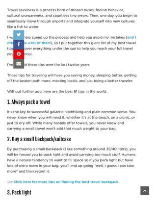 MY BEST 61 TRAVEL TIPS TO MAKE YOU THE WORLD’S SAVVIEST TRAVELER | PDF