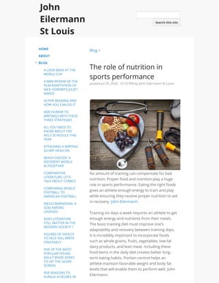 The role of nutrition in sports performance | PDF