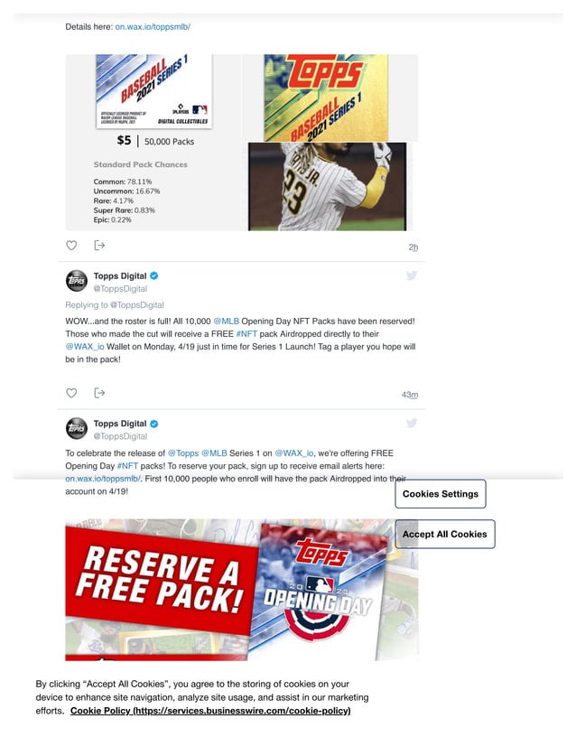 Topps Debuts its First MLB Baseball Card NFT Collection With Top | PDF