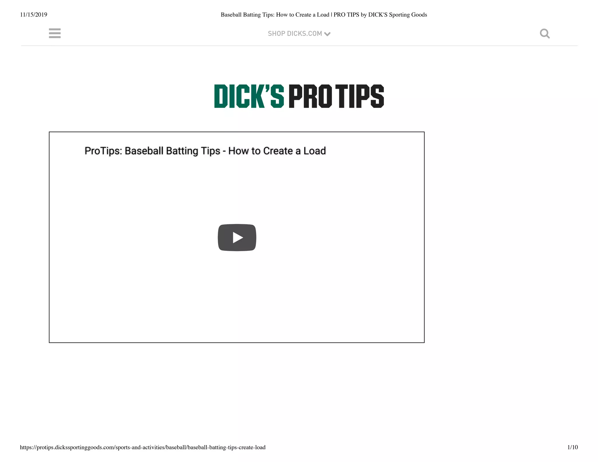 Baseball Batting Tips: How to Create a Load | PDF