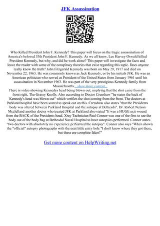 John F Kennedy Assassination Essay | PDF