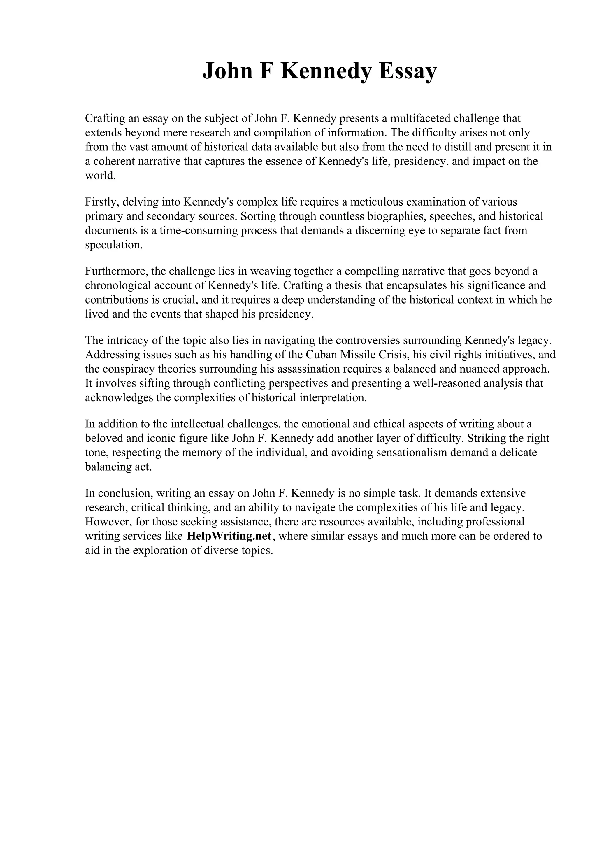 John F Kennedy Essay | PDF