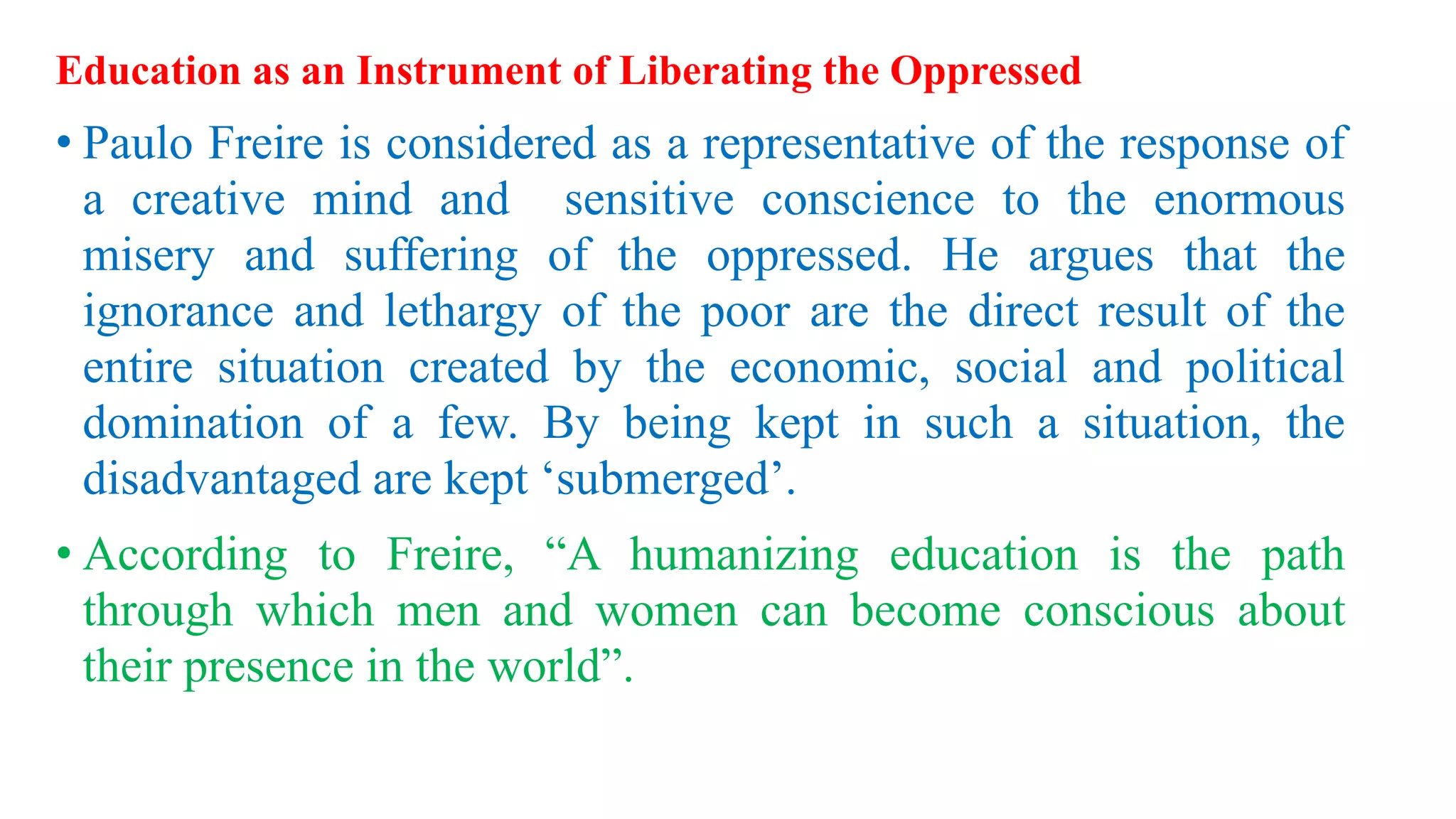 Educational philosophy of paulo freire | PDF