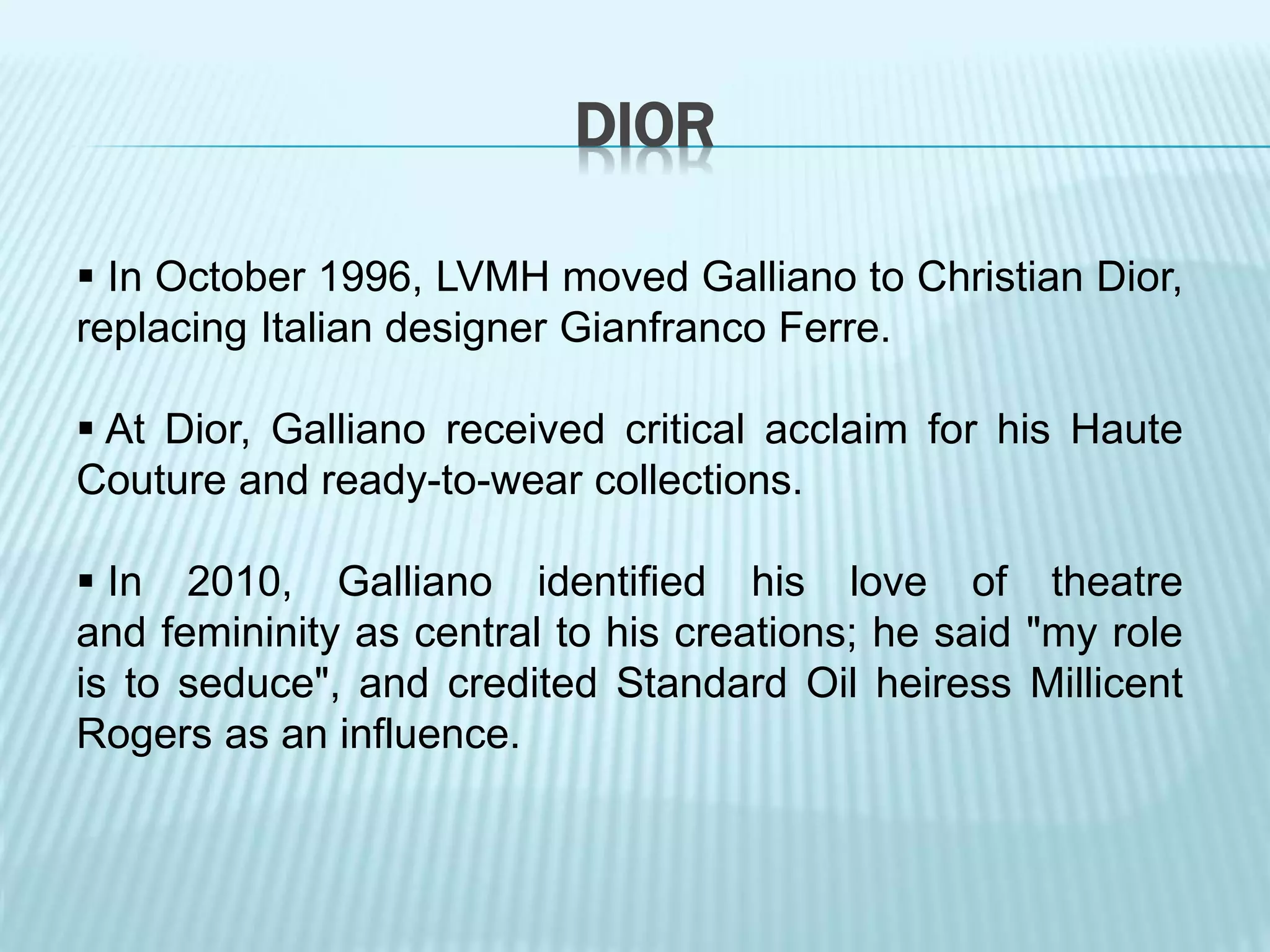 John galliano ppt | PPTX