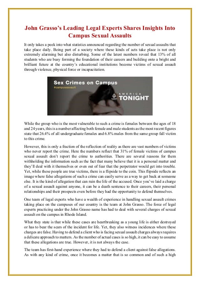 John grasso’s leading legal experts shares insights into campus sexual ...