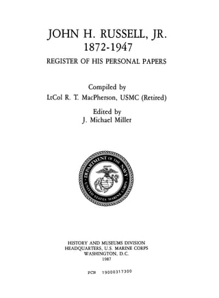 John h. russell, jr. 1872 1947 register of his personal papers | PDF
