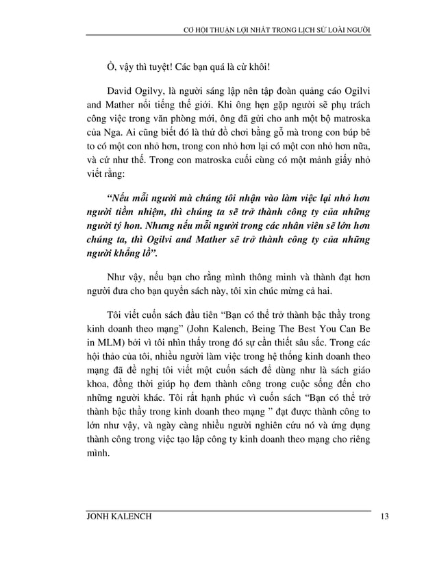 John kalench co hoi thuan loi nhat trong lich su loai nguoi | PDF