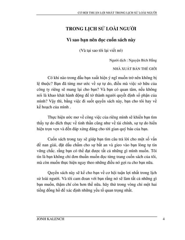 John kalench co hoi thuan loi nhat trong lich su loai nguoi | PDF