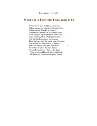 John keats | PDF